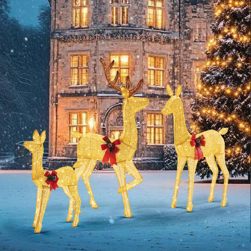 EDX 3-Piece Large Lighted Christmas Deer Family Set 5Ft Outdoor Yard D
