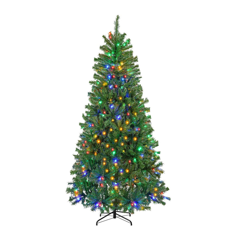 EDX Pre-lit Snow Flocked Pencil Christmas Tree, Prelighted Artificial